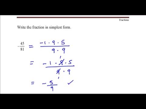 Write the fraction in simplest form. 45 divided by 81 - Youtube