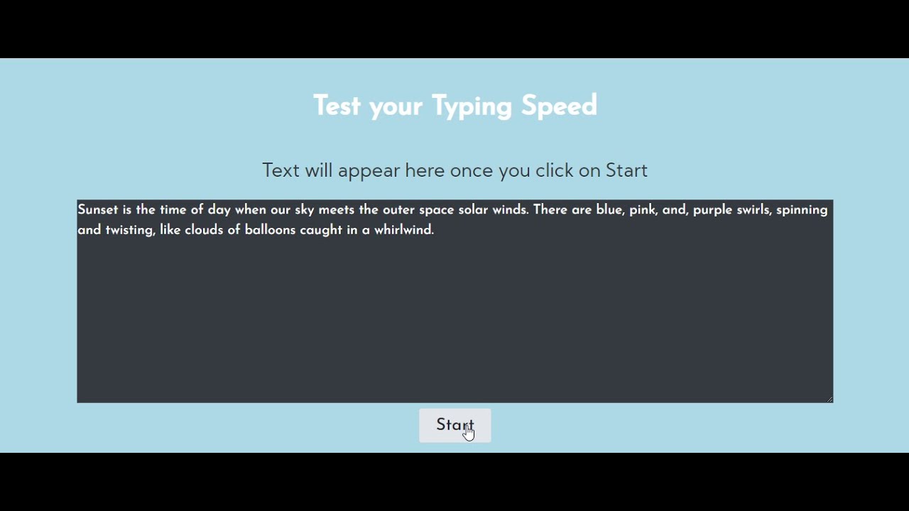 Speed Typing Test App using JavaScript