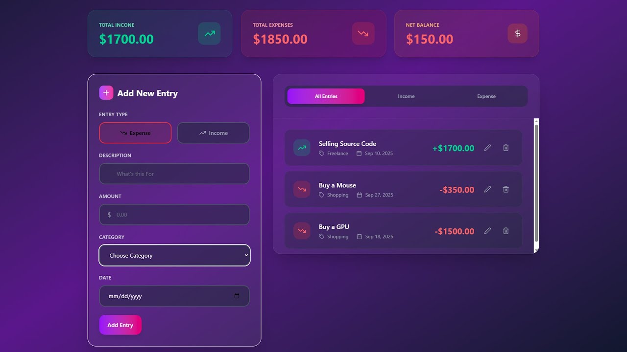 Build a Modern Expense Tracker with React JS and Tailwind CSS