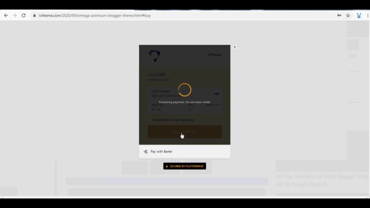 Flutterwave Payment Test on Blogger Blog
