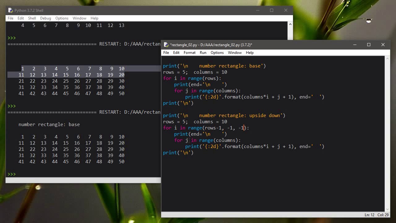 Python Programming for Fun - Number Rectangle 2