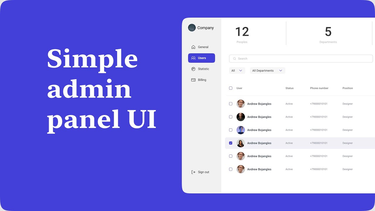 Responsive Simple admin panel UI HTML/CSS