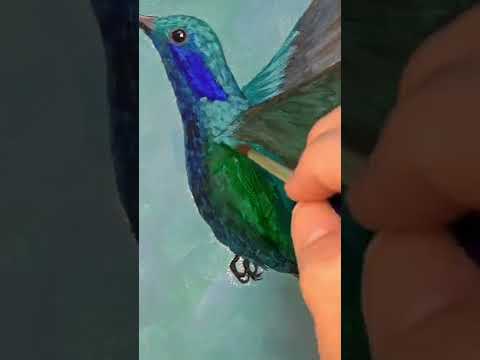 “Hummingbird” Full painting tutorial on my channel! 🙂👩🎨 #hummingbird #shorts #shortsfeed