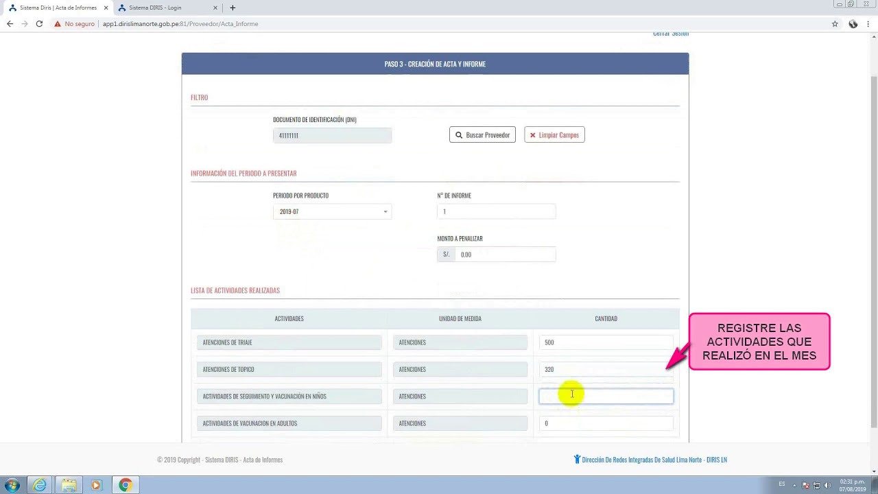 Video tutorial para Realizar Acta de Conformidad e Informe de Actividades - DIRIS Lima Norte
