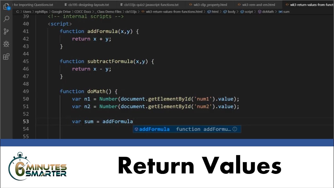 Return Values from JavaScript Functions