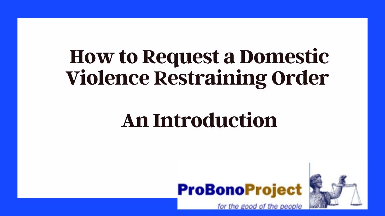 1. How to Request a Domestic Violence Restraining Order - An Introduction