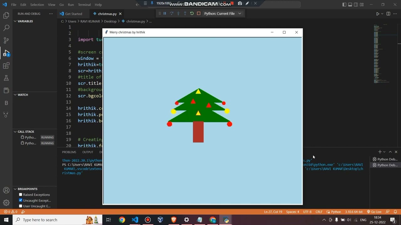christmas tree craft 🎄   christmas tree using python | python turtle graphics #christmastree