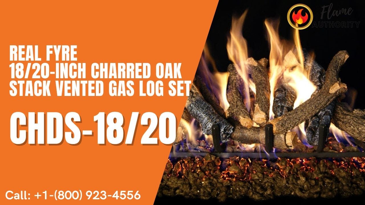 Real Fyre 18/20-inch Charred Oak Stack Vented Gas Log Set - CHDS-18/20