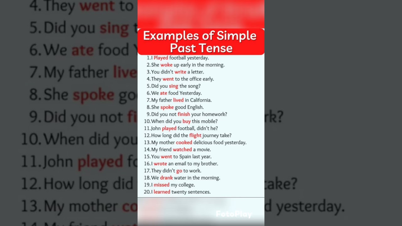 Examples of simple past tense #sentences of simple past tense