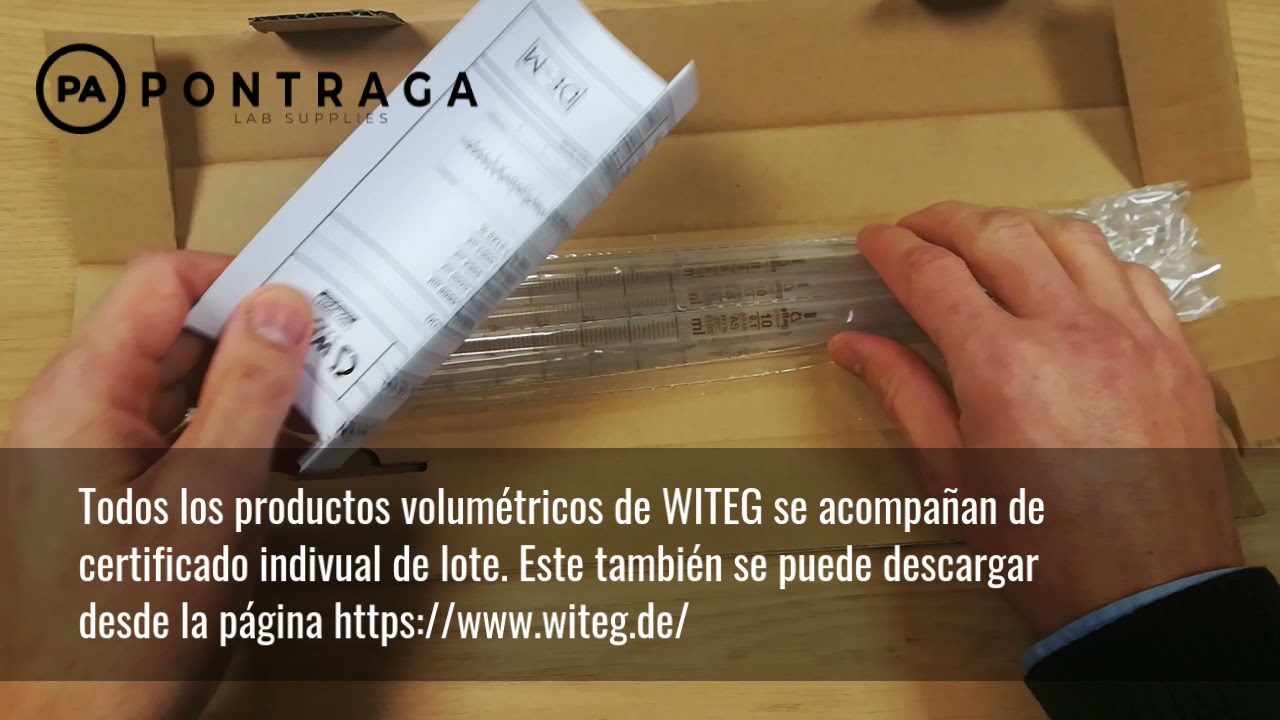 Unboxing vidrio volumétrico Witeg. Pipeta de vidrio graduada Clase AS 10 mL