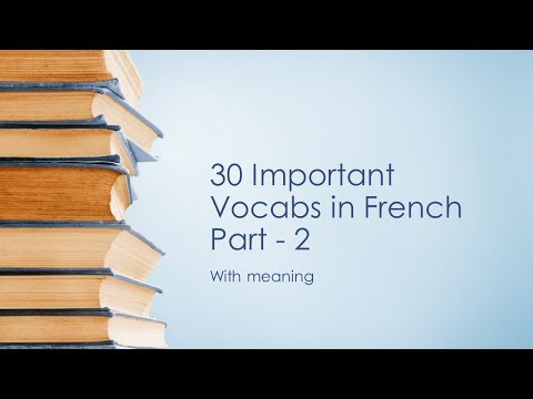French Important Words to Know - French Vocabulary in English