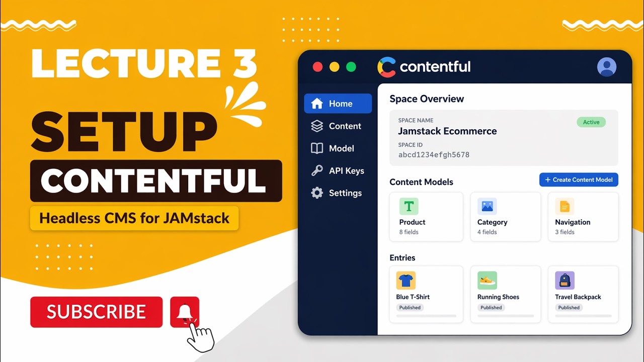 JAMstack eCommerce Tutorial | Setup Contentful CMS ⚡ | Lecture 3