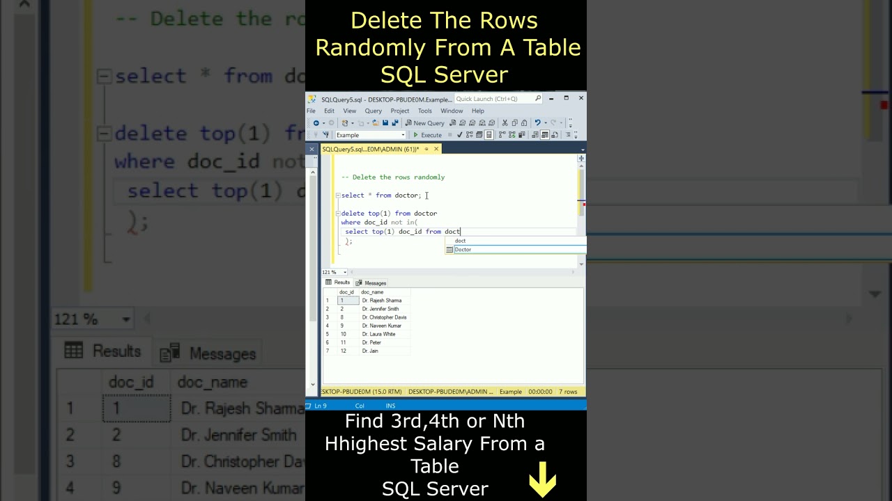 How To Delete the rows from a table randomly #sqlserver