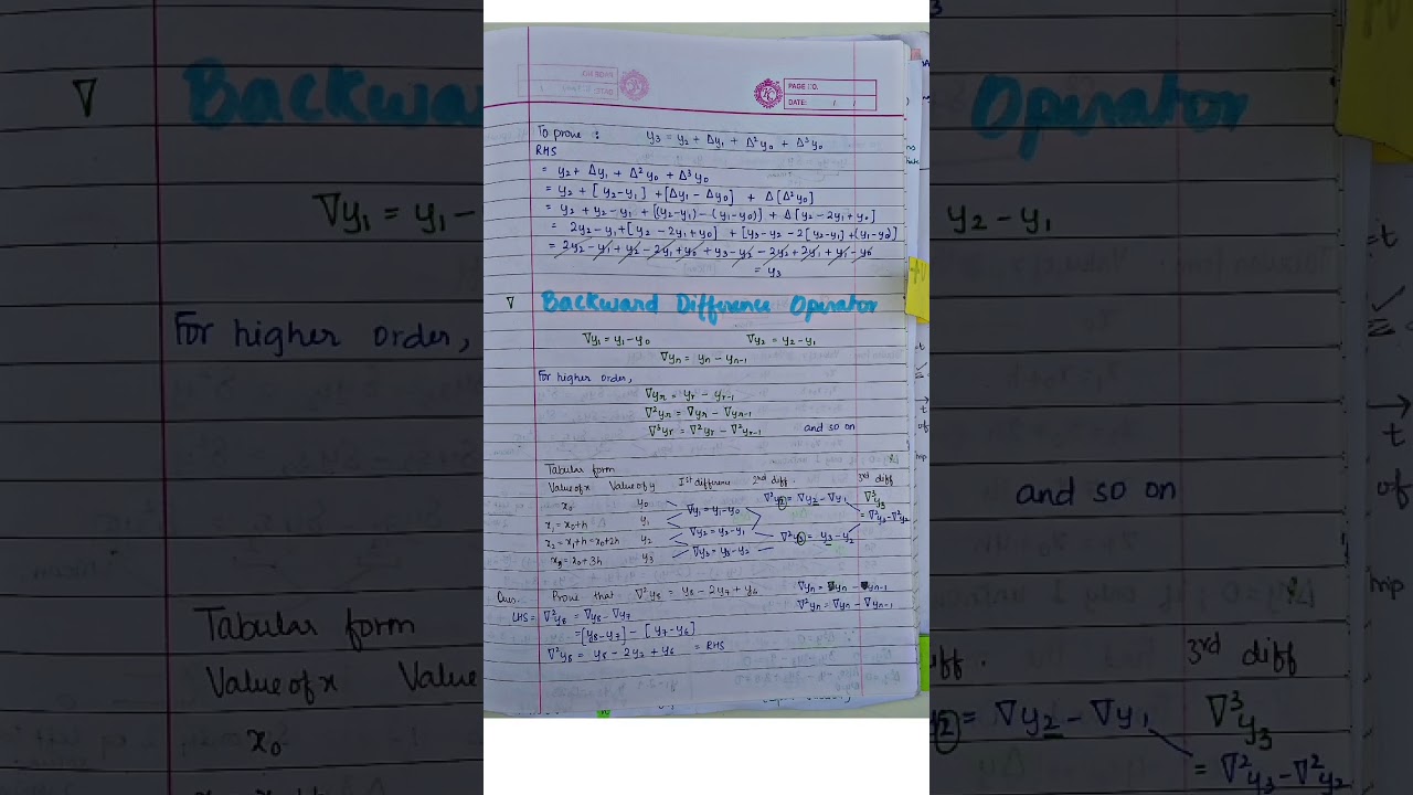 Backward Difference Operator : Finite differences ( Interpolation) Advanced Applied mathematics 🐢