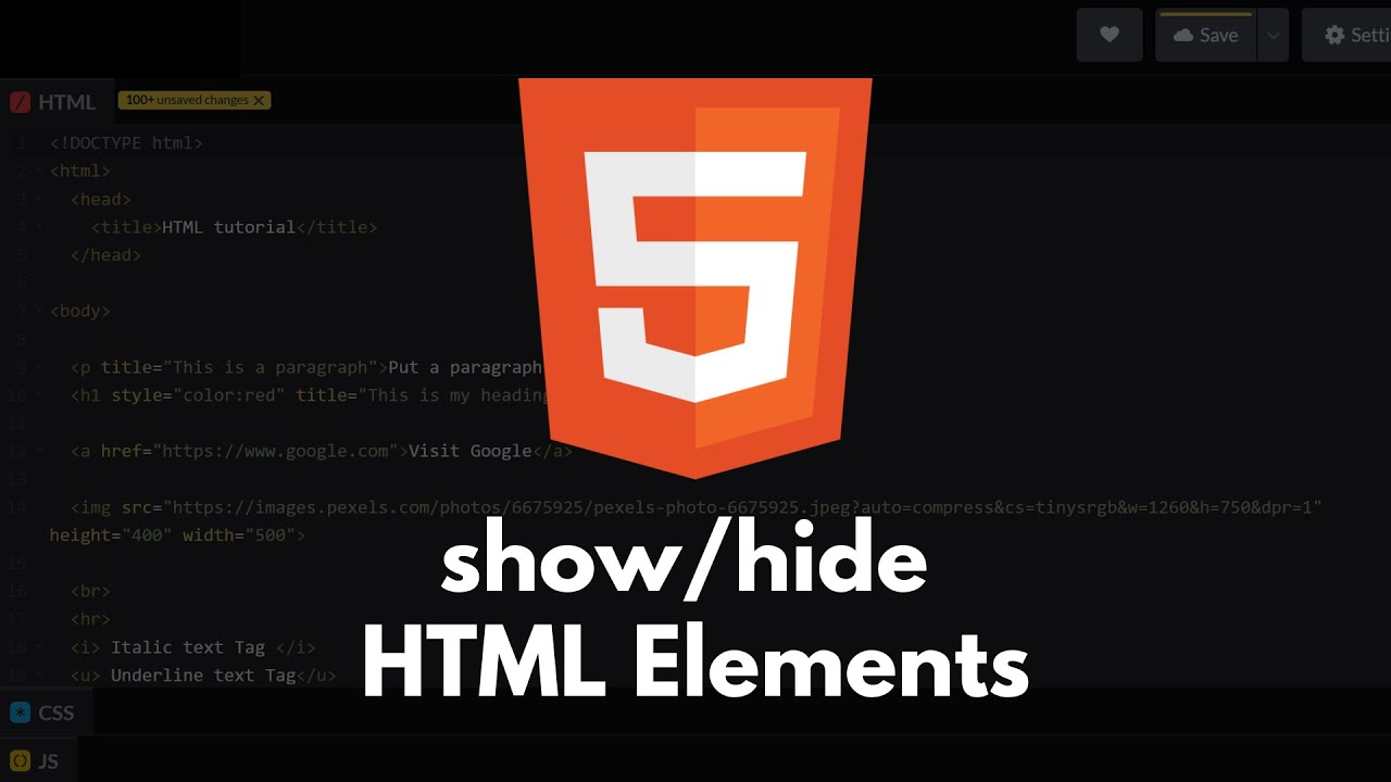 HTML Tutorial #32 - Show/Hide HTML Elements with Class Attribute using HTML and Javascript