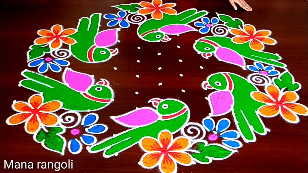 Sankranthi New Parrot Rangoli Design Chukkala Muggulu - Blouse Designs