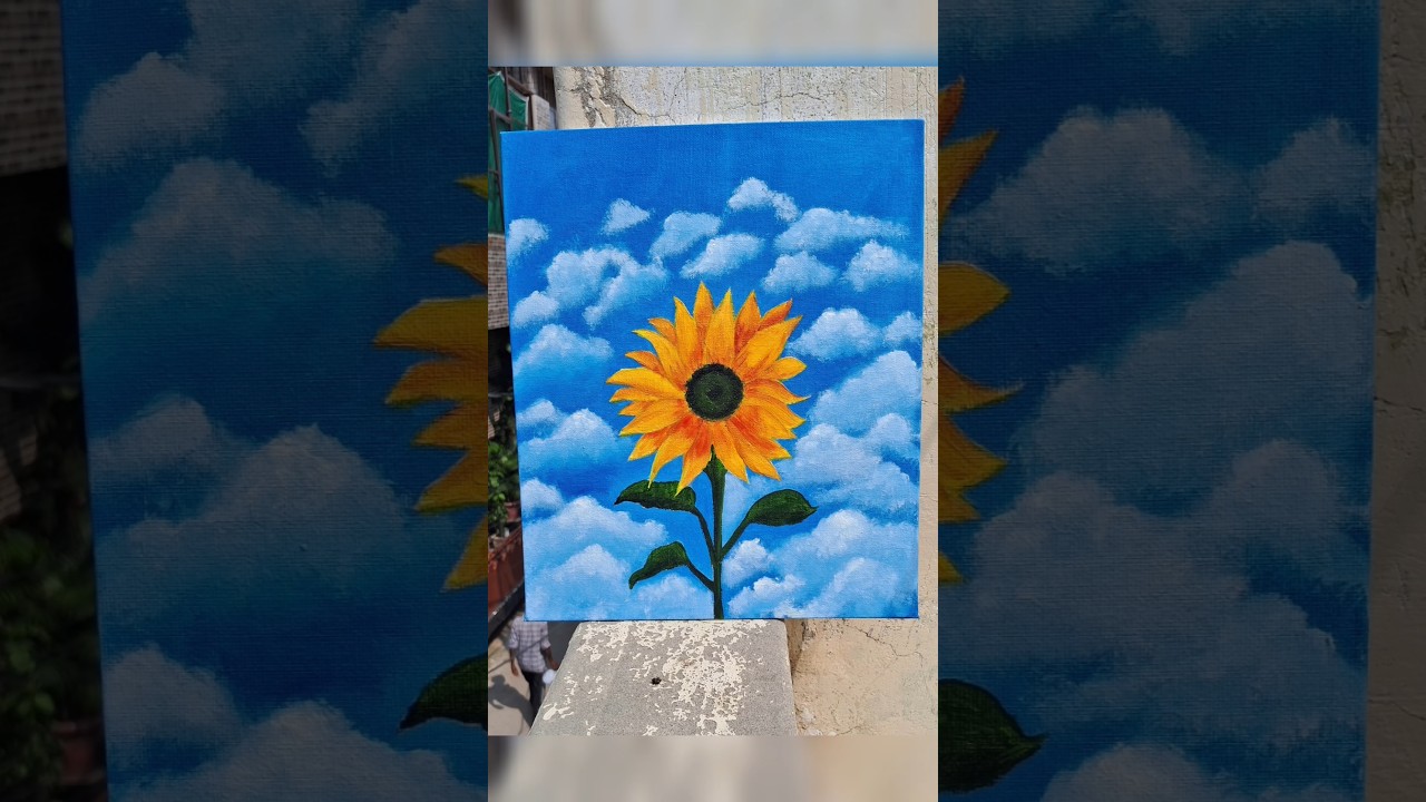 Trying oil paints for the first time🌻💛||#canvas #oilpainting #sunflower #art #artist