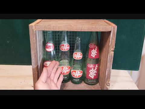 vintage Dr. Pepper bottles display