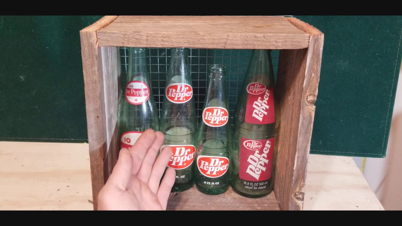 vintage Dr. Pepper bottles display