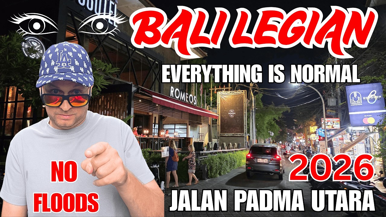 Bali Legian Flood Update:  Night Street Walking Tour 2026, NO FLOODS!!
