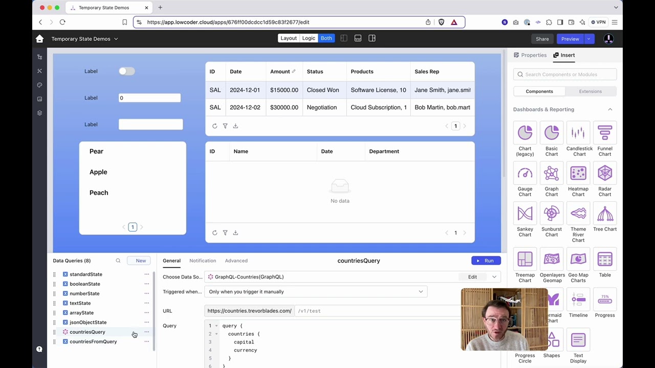 Lowcoder Tutorial - Temporary State Types
