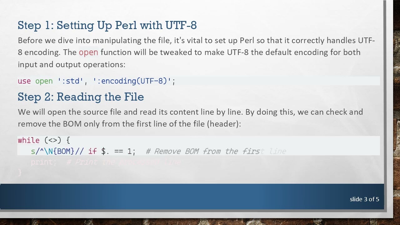 Converting .DAT Files from UTF-8 BOM to UTF-8 Without BOM Using Perl