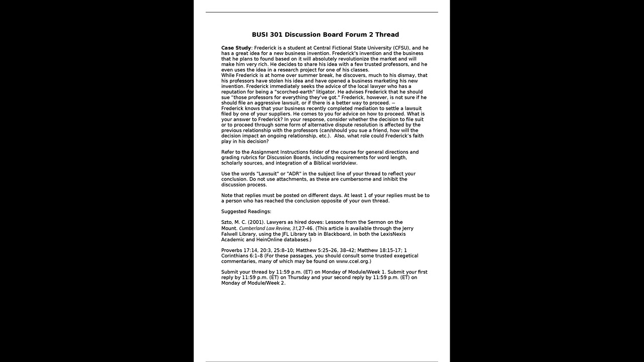 BUSI 301 Discussion Board Forum 2 Thread   Complete Solution Guide   Liberty University pdf