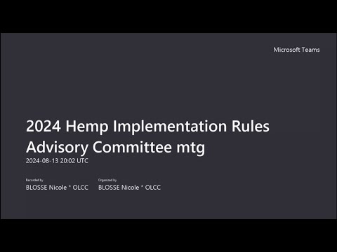 OLCC Rules Advisory Committee Meeting: 2024 Hemp Implementation - August 13, 2024
