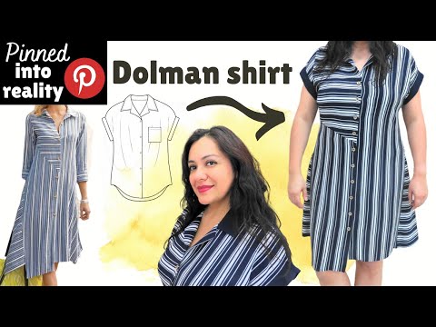 Melody Dolman "shirt dress" hack (Love Notions). Asymmetric stripe fun. Pinned into reality.