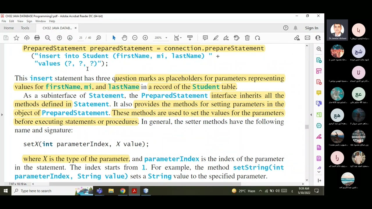 Using PreparedStatement  in Java JDBC and  Java FX
