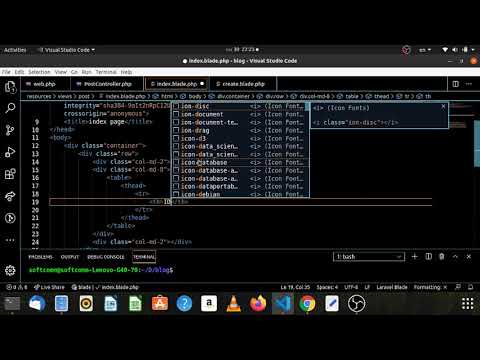 08. Create table to display data & add font awesome icon - Myanmar Programming Tutorials