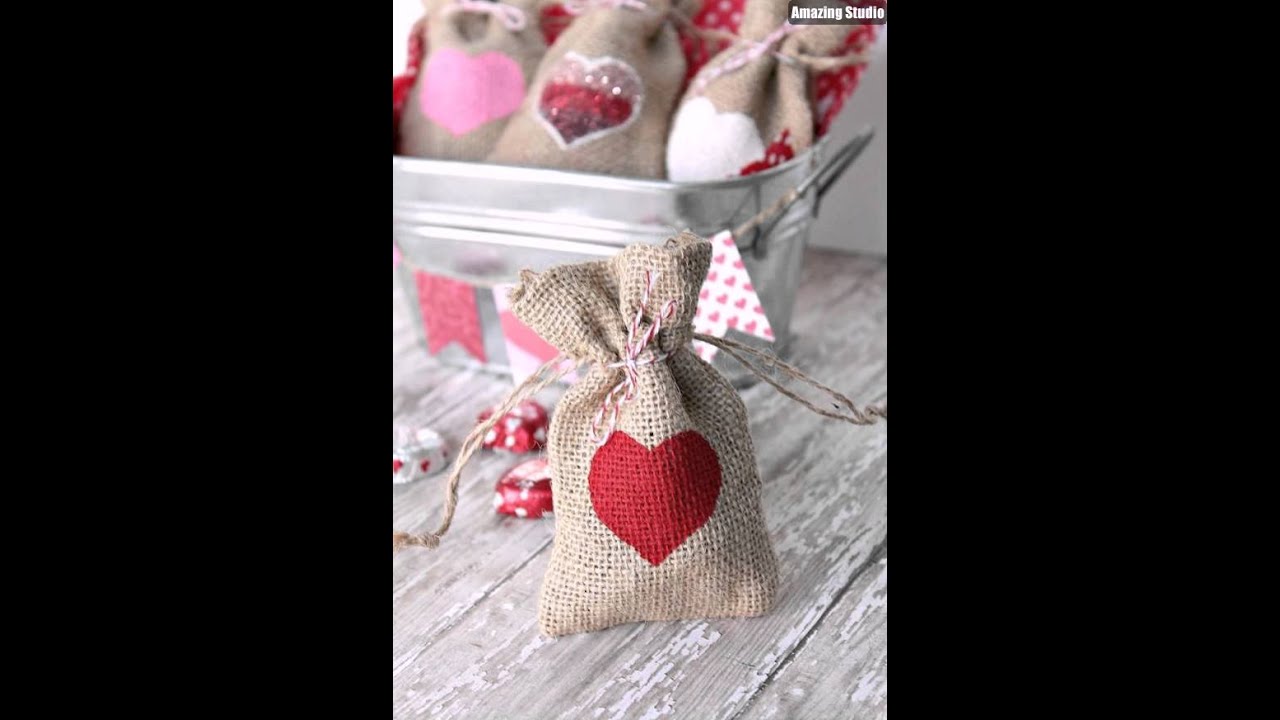 DIY Valentine Day Burlap Gift Bags
