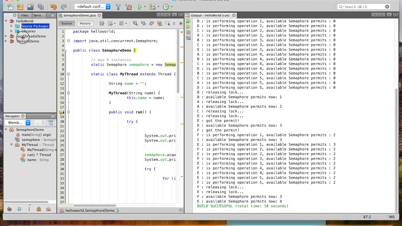 Semaphore - Java Demonstration