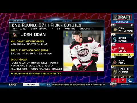Coyotes select Josh Doan (Shane Doan’s Son) 37th Overall