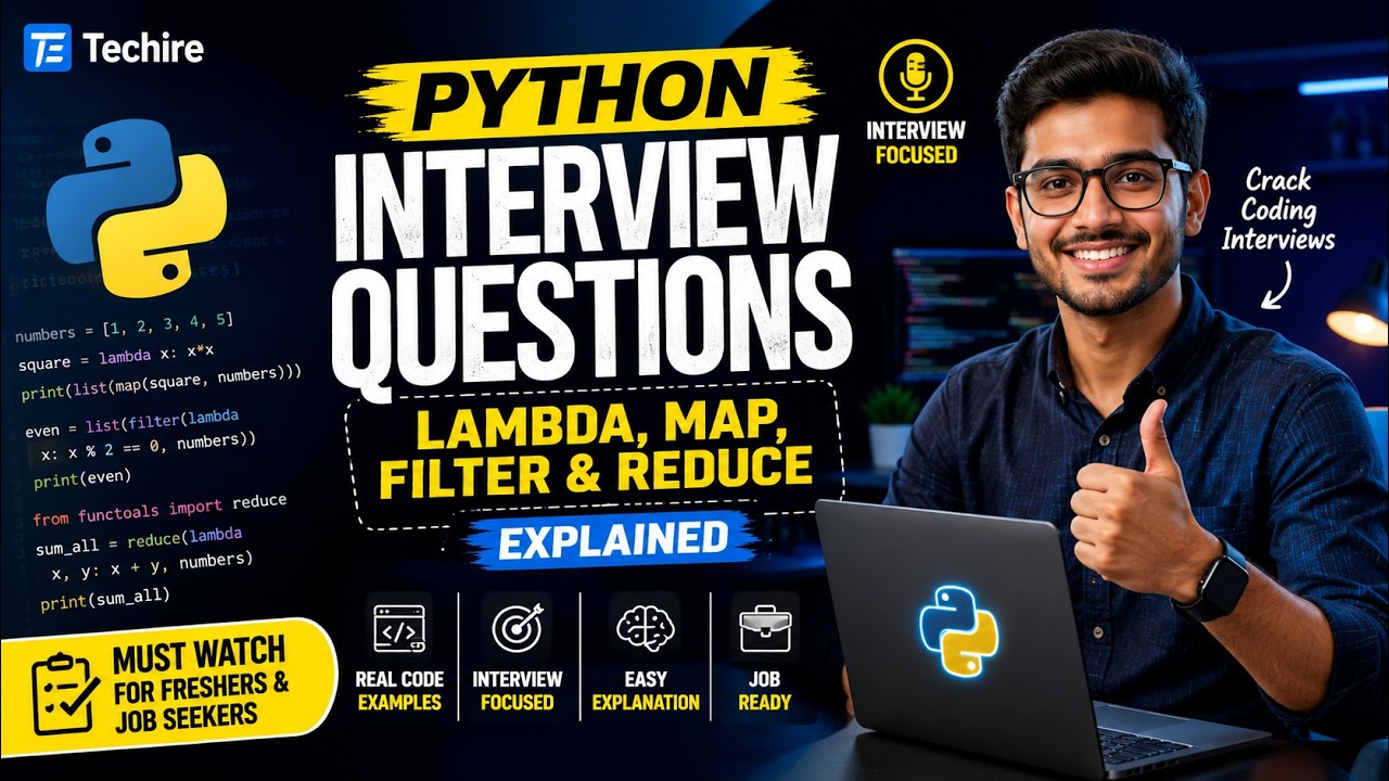 Python Interview Questions | Lambda, Map, Filter & Reduce Explained