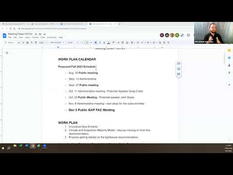 GAP FAC Industry Partnership Subcommittee Meeting - 9/27/23