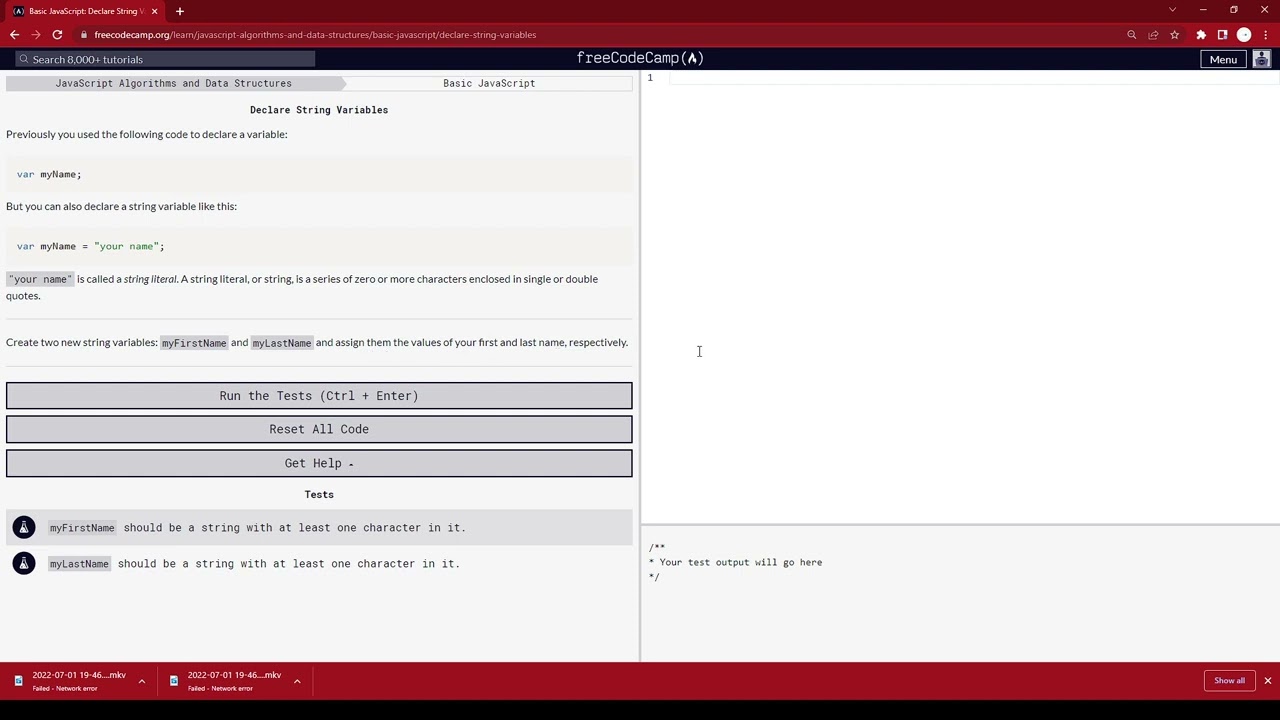 Declare String Variables | FreeCodeCamp #freecodecamp