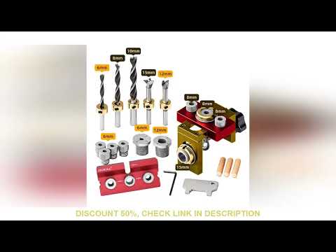 Woodworking 3 In 1 Doweling Jig Kit -Adjustable Wood Dowel Punch Locator Aluminum Pocket Hole Jig, C