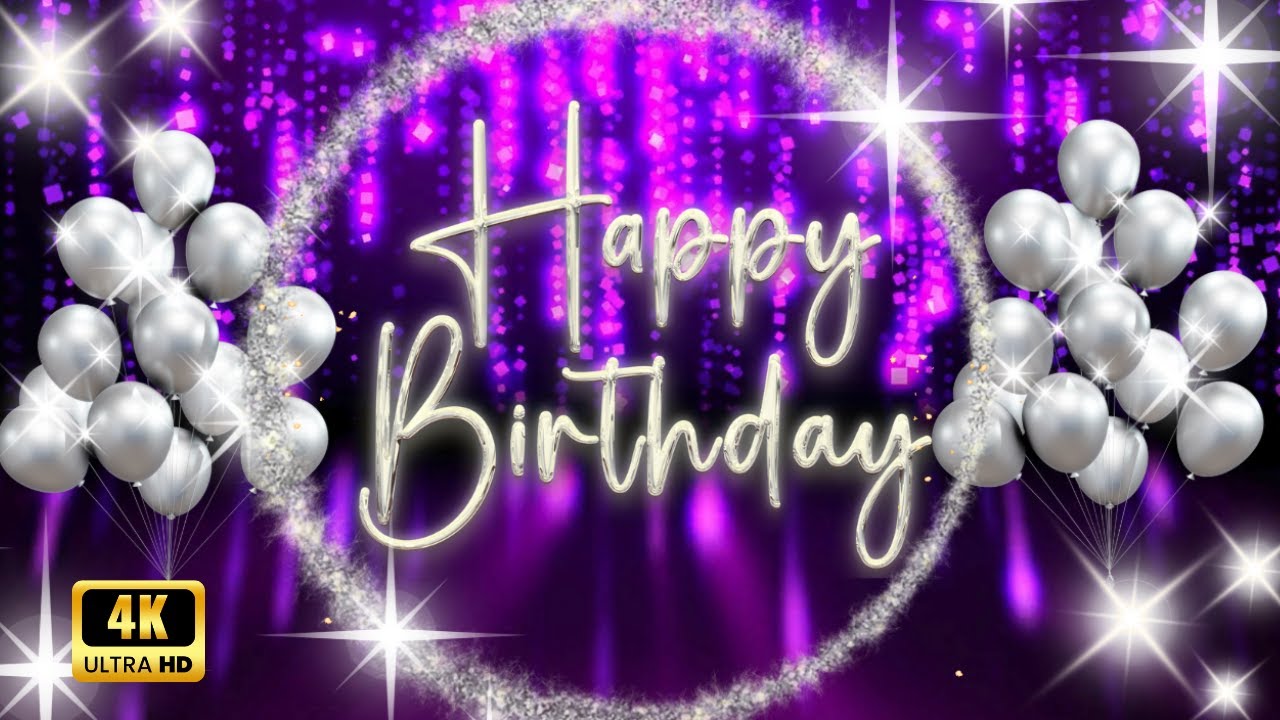 Elegant Purple & Silver Loop - 1 Hour Happy Birthday Video Background