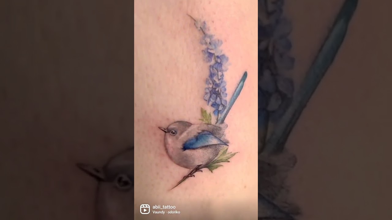 Fairywern with Delphinium💙🐦 / @abii_tattoo