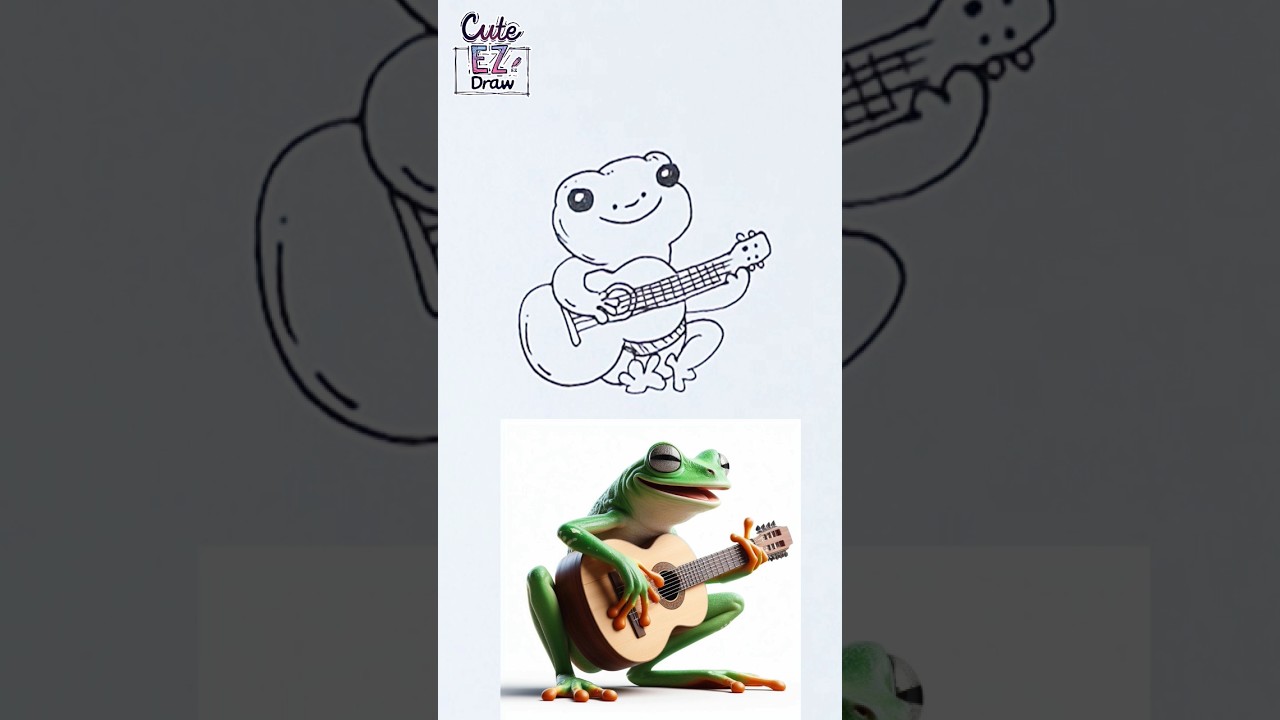 Frog Playing Guitar Drawing #easydrawing #frog #guitar