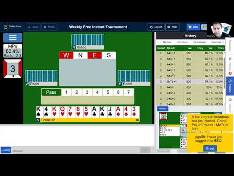 BBO Weekly Free Instant Tournament. 67%. Losing Trick Count to pass. Bridge Teacher Mark Nehs