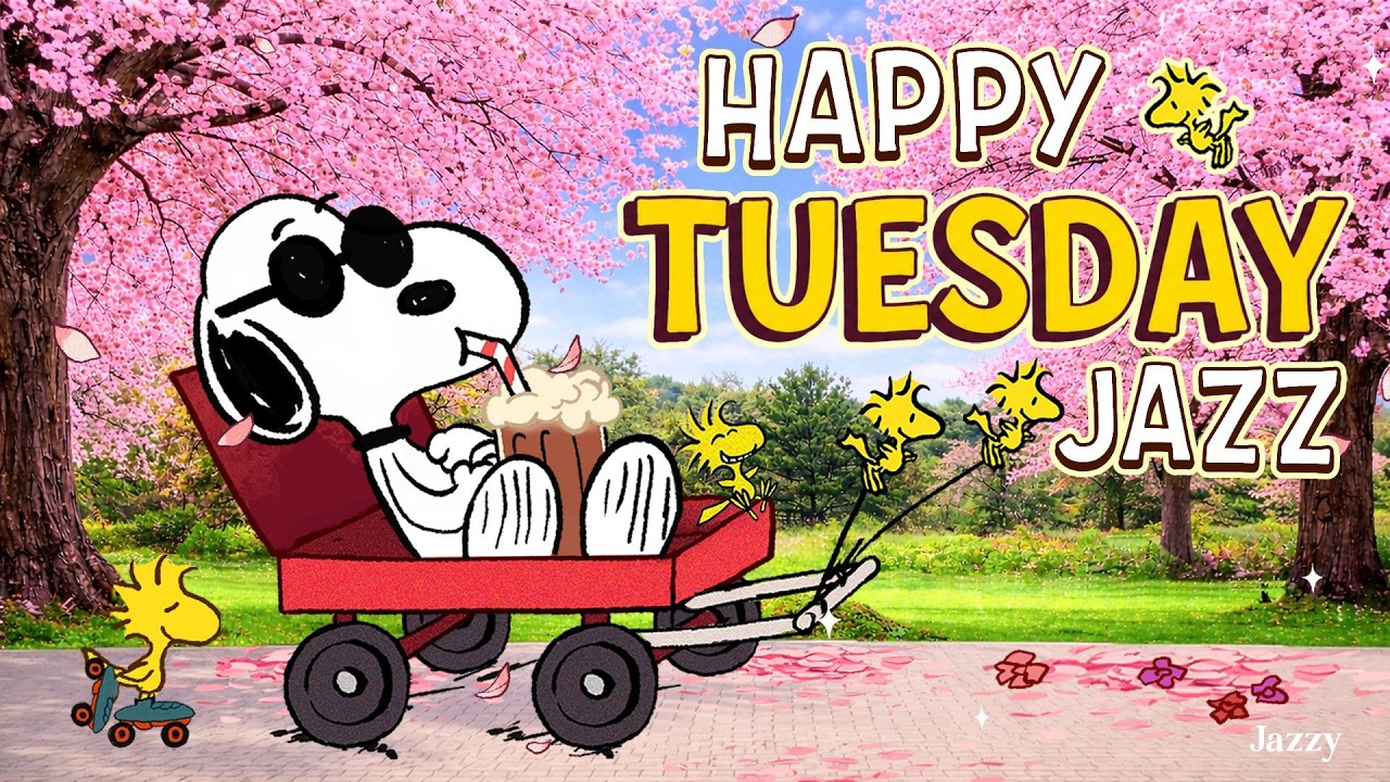 Happy Tuesday Morning with Snoopy 🎧🥤☀️| Relaxing Cafe Jazz to Study, Focus & Calm by Jazzy