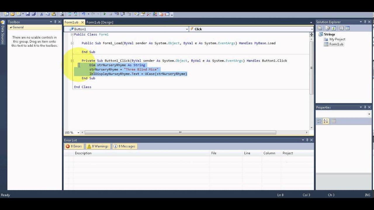 Visual Basic 2010 - Chapter 5, Loops - Strings