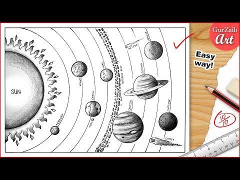 Solar System Drawing with pencil / How to Draw Solar System Easy / Solar System Planets Drawing