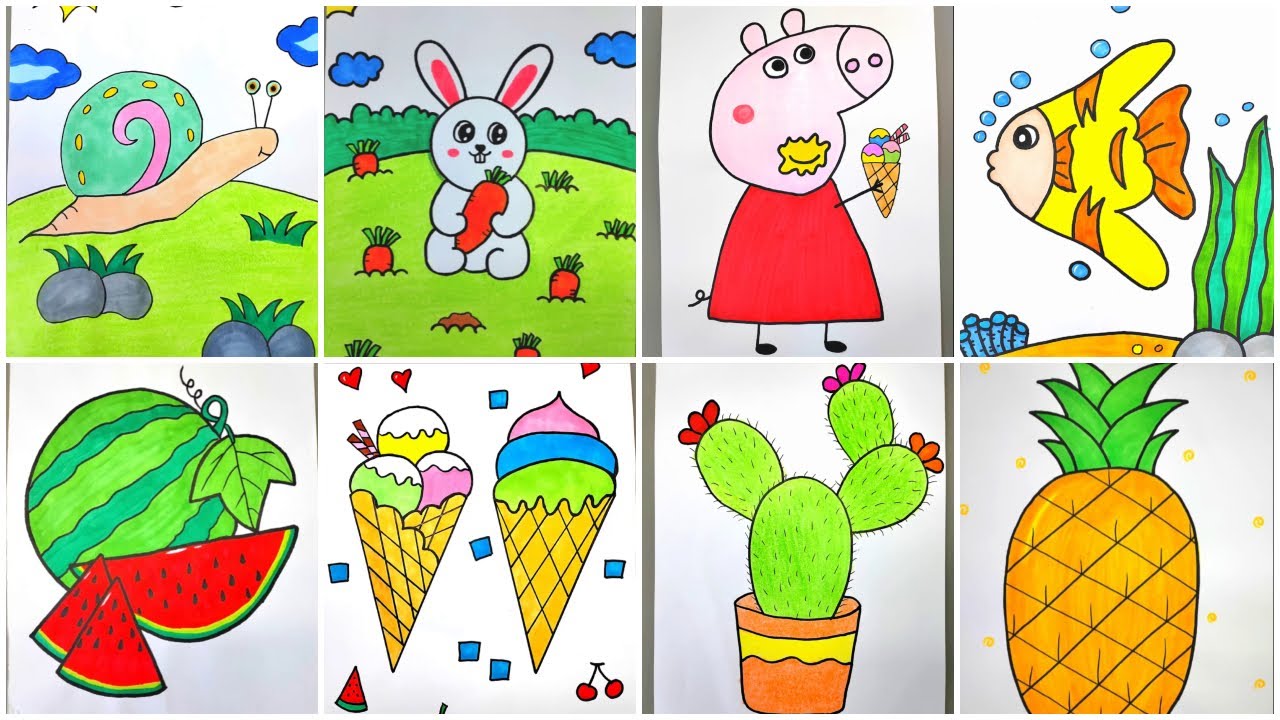 How to Make Handprint Animal drawing for kids | Handprint Pineapple and Watermelon