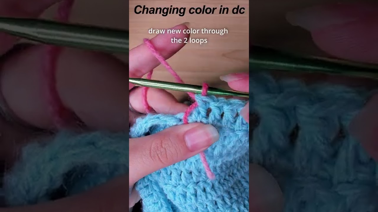 Learn in 10 sec: Change Color in Double Crochet #shorts