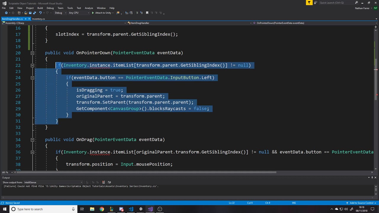 Item and Inventory System - Unity Tutorial - Refactoring (Long Video)