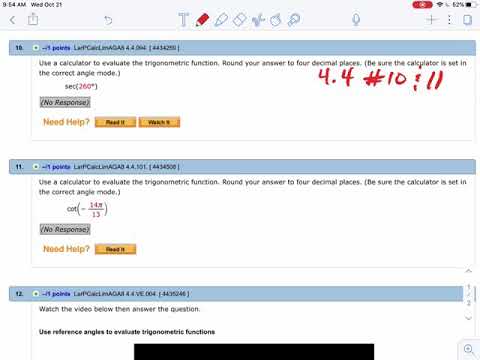 4.4 #10 and #11 WebAssign