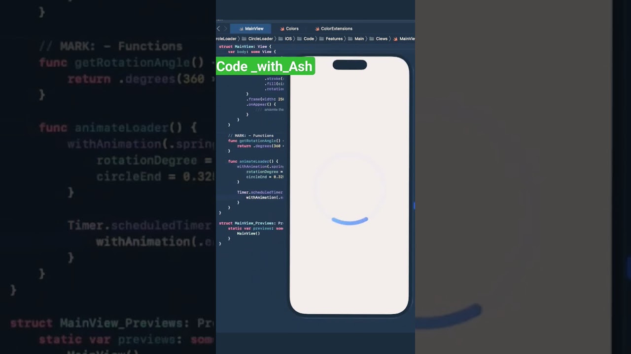 Loader animation using #swift, #flutter #iosdeveloper #ios #tranding #coding #youtubeshorts #kotlin